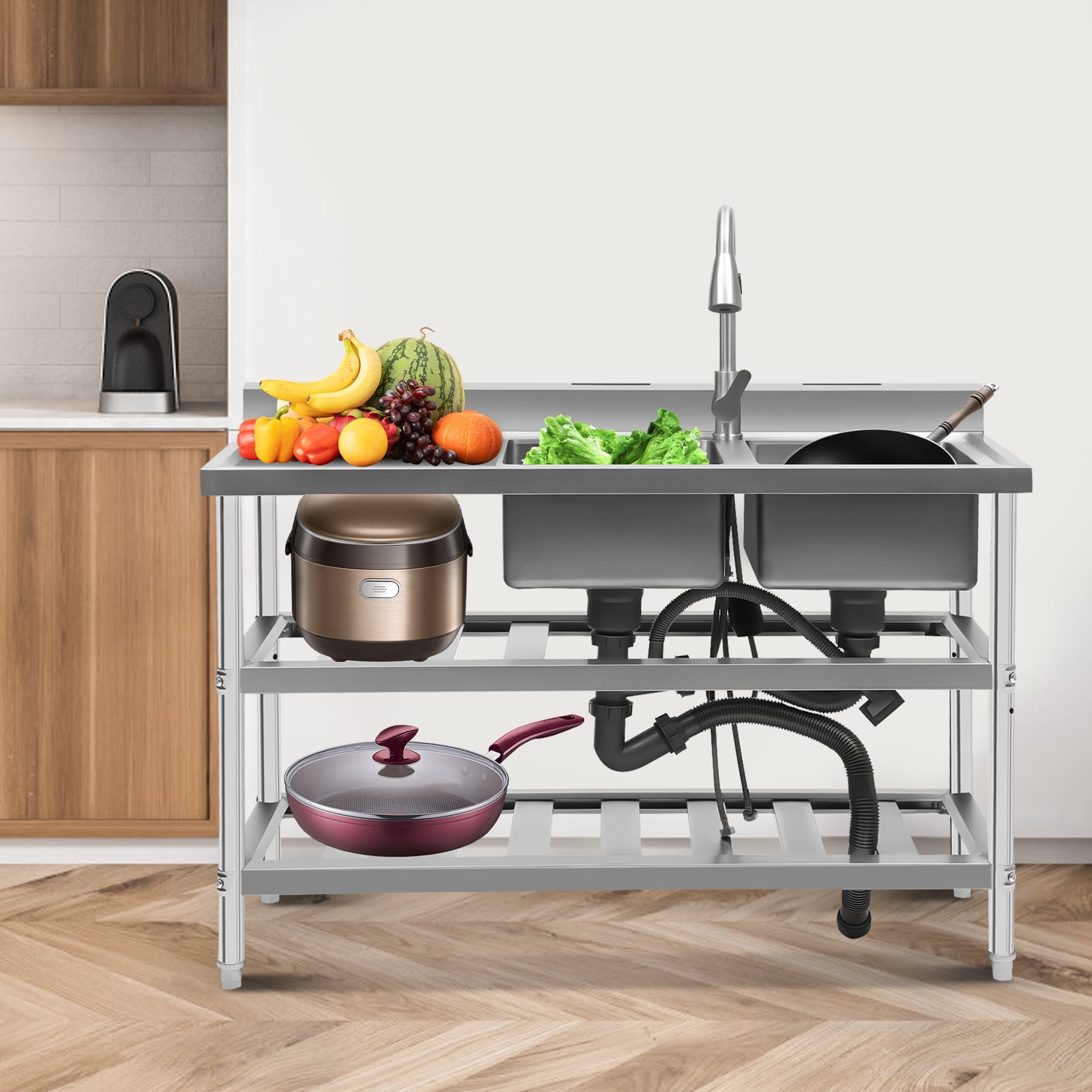 Commercial Utility Prep Sink 2Compartment Stainless Steel KitchenPrep ...