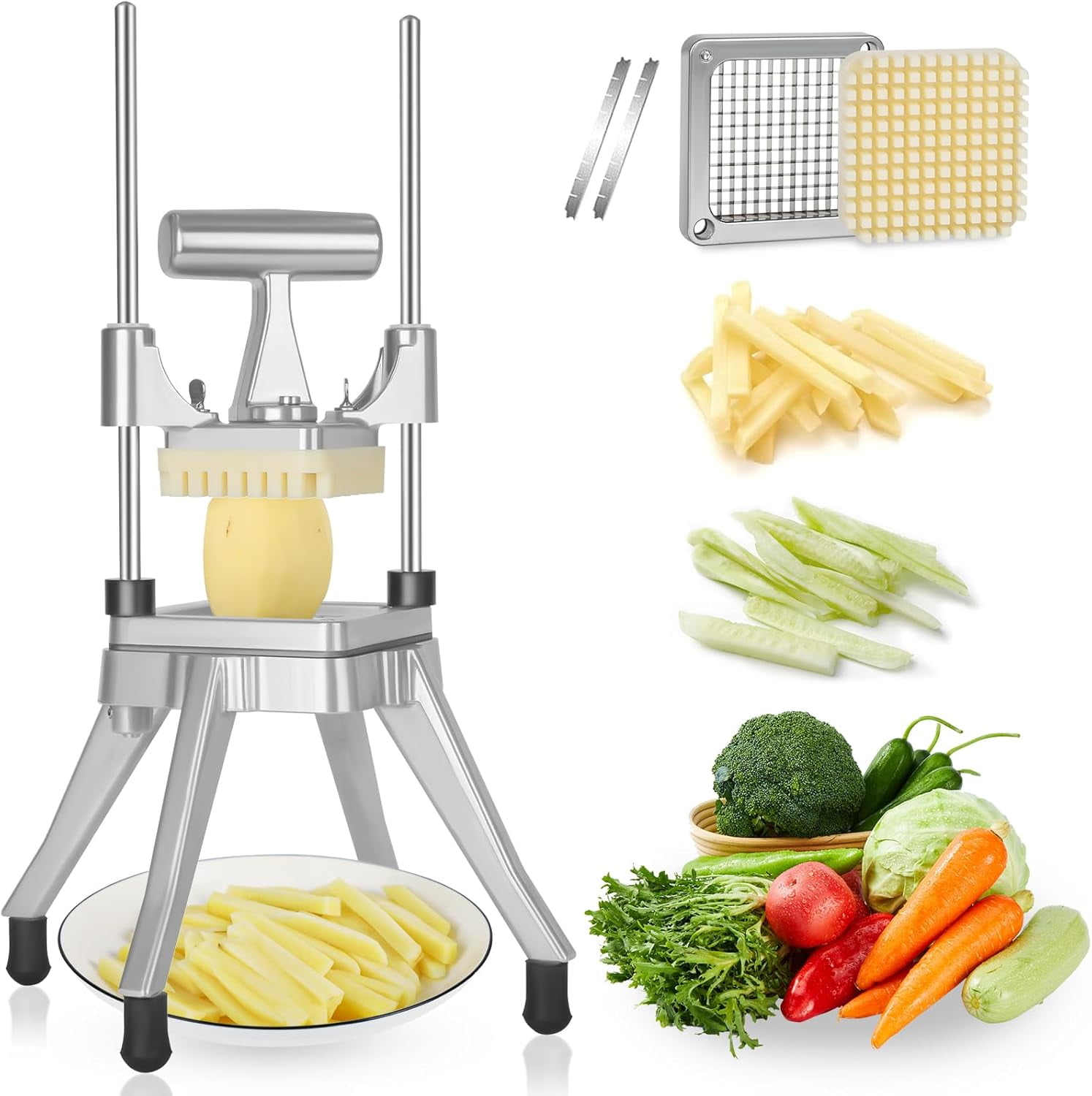Commercial Vegetable Chopper, Stainless Steel French Fry Cutter, Heavy ...