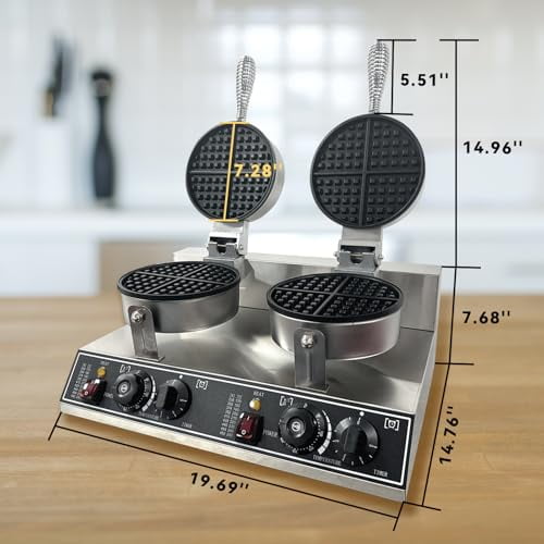 Commercial Waffle Maker Machine, 110V 2400 W Double Head Nonstick ...