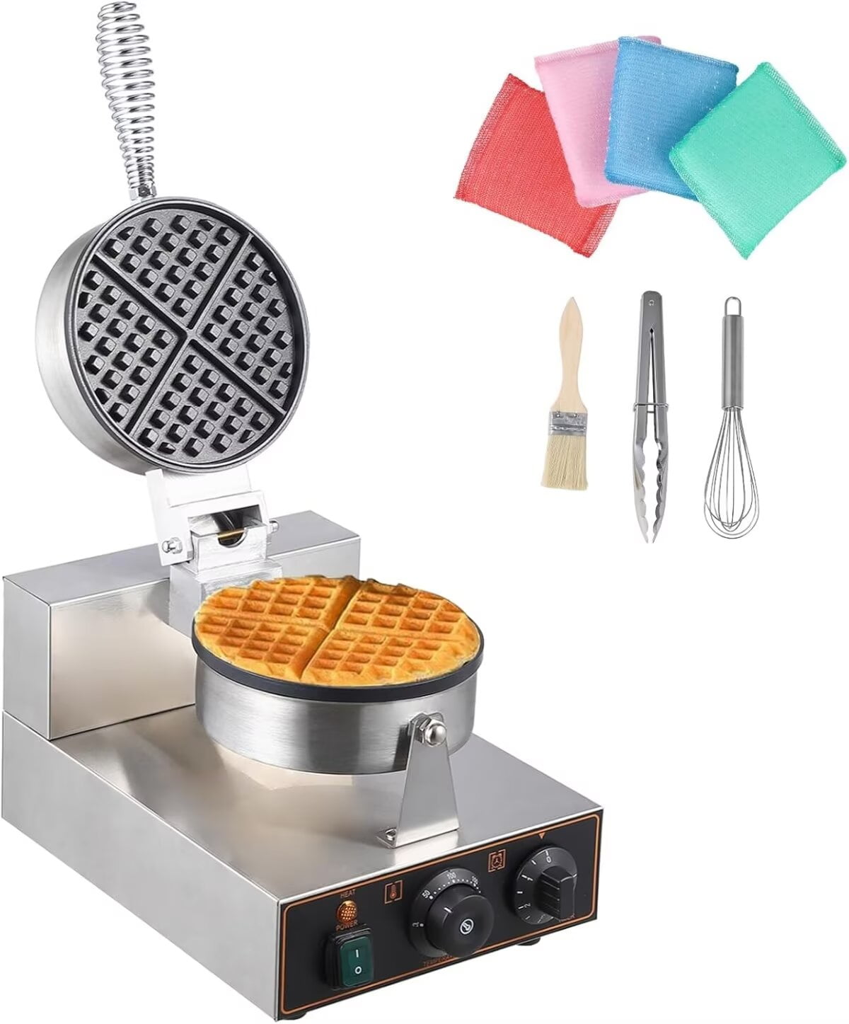 Commercial Waffle Maker, Single Heads Nonstick Round Waffle Iron ...