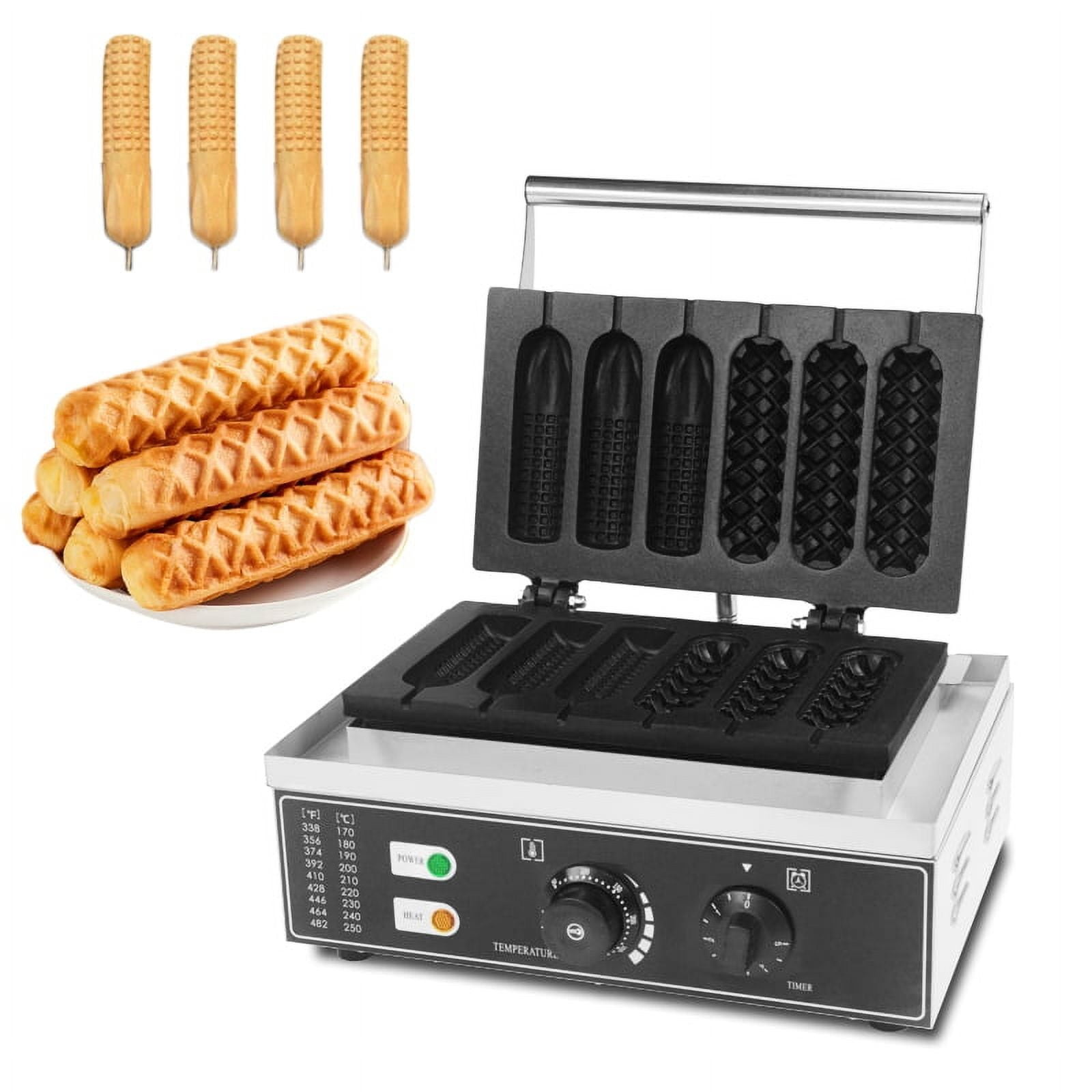 Commercial Corn Dog Waffle Maker Machine 6 PCS 1550W Hot Dog Cheese ...