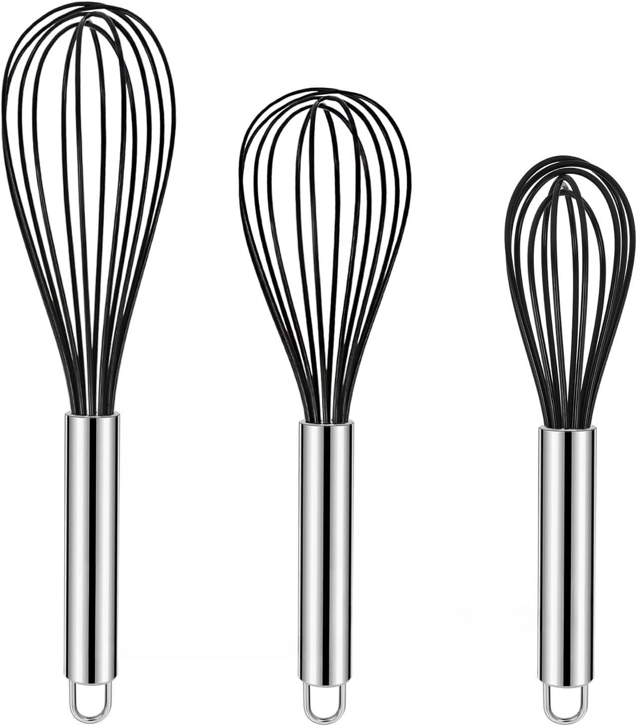 Commercial Whisks Stainless Steel & Silicone Non-Stick Coated Small ...