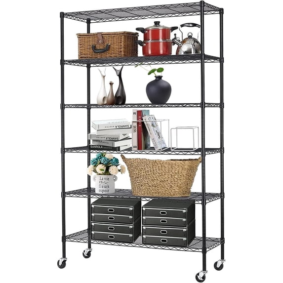 Commercial Wire Shelving Unit Metal Shelf Casters Adjustable Layer Rack ...