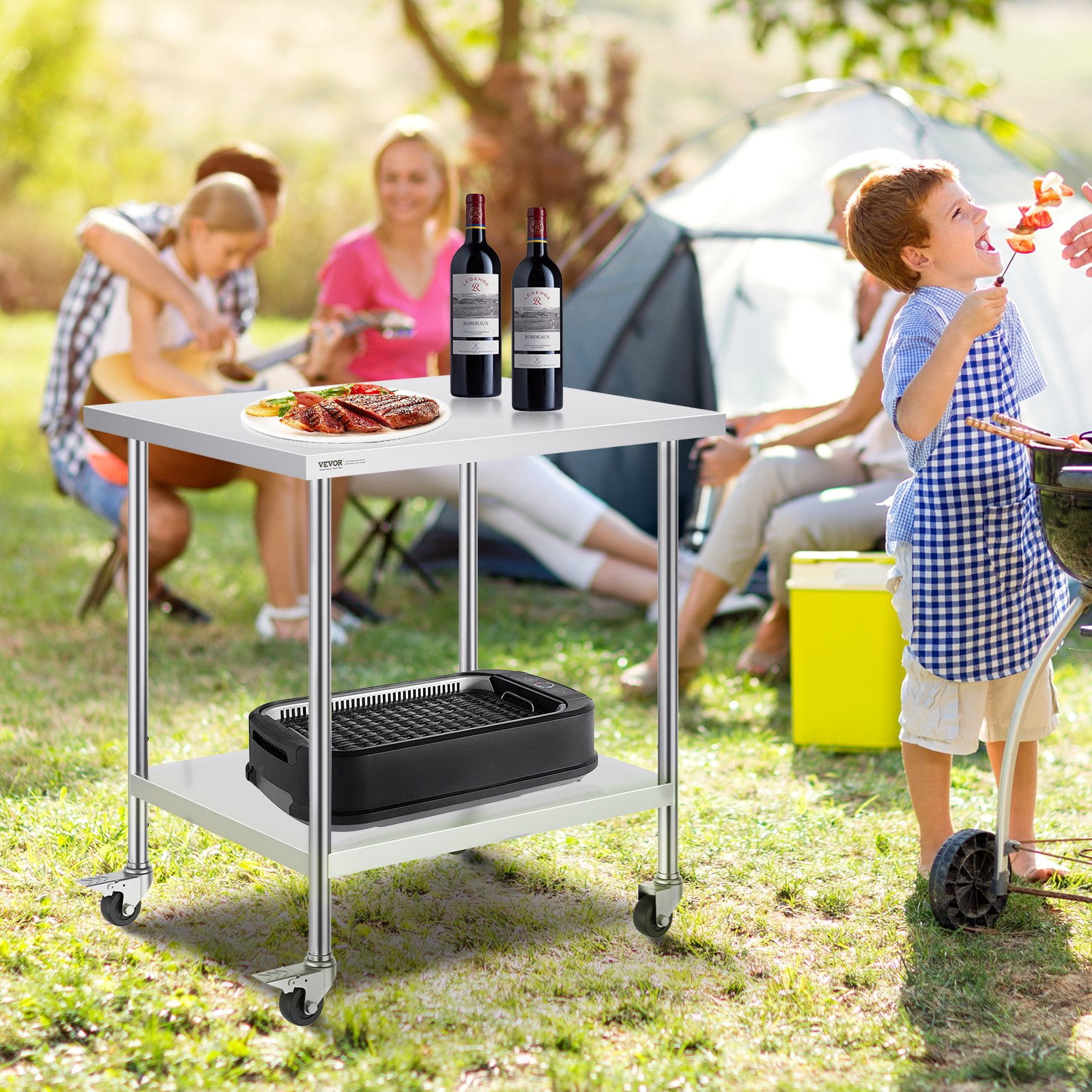 Commercial Work Table - 30x18x38" Stainless Steel Prep Table with 4 ...
