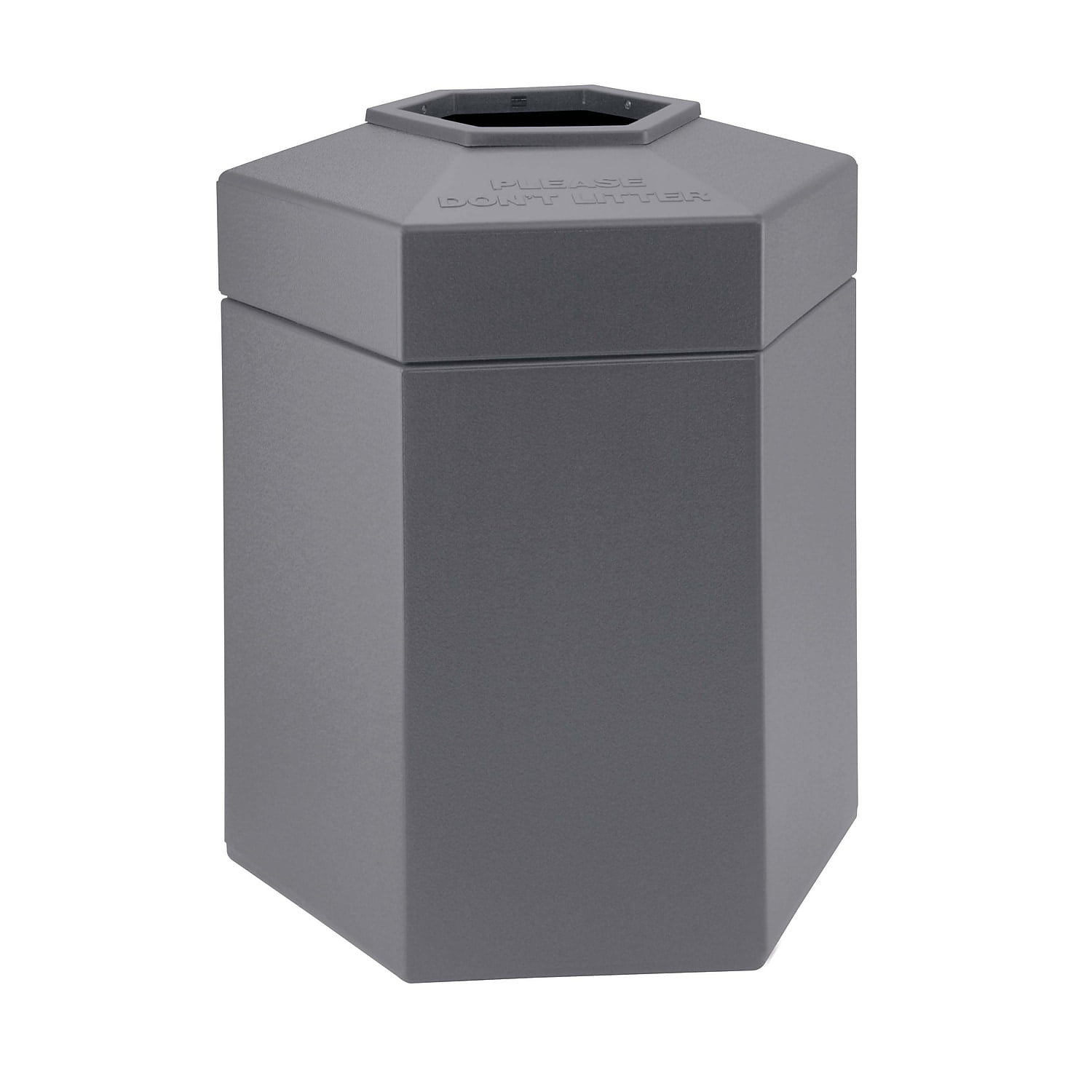 Commercial Zone Products PolyTec Series 45gal Hex Waste Container Gray ...