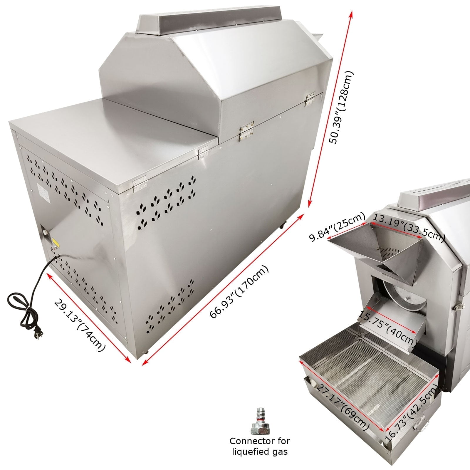 Commercial electric Heated Stir-frying Machine 50kg 220V Coffee Bean ...