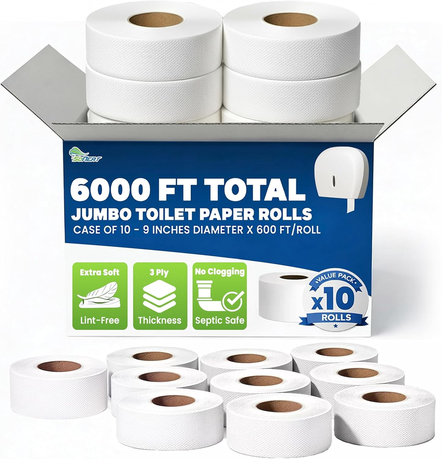 Commercial toilet paper - Jumbo toilet paper rolls -6000 FT Industrial ...