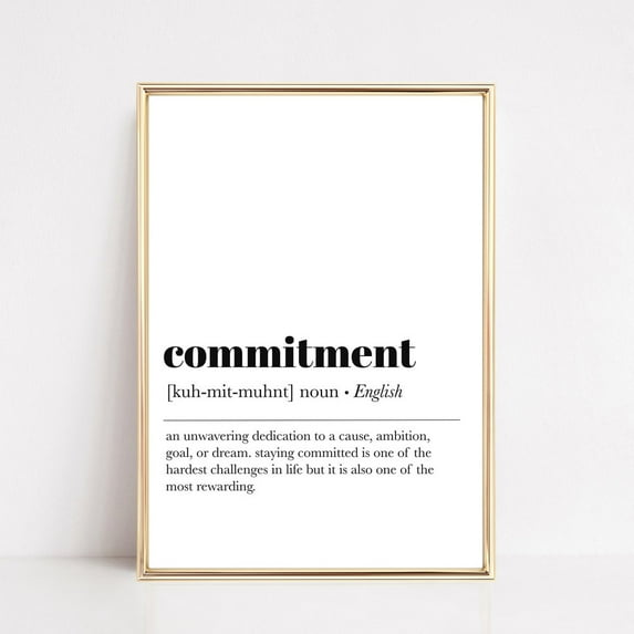 Commitment Definition Print, Home Office Wall Art, Entrepreneur Gift ...