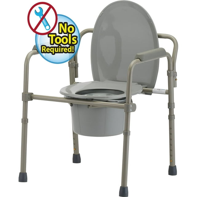 Deluxe Steel Commode for Seniors, Handicap, Elderly - Portable ...