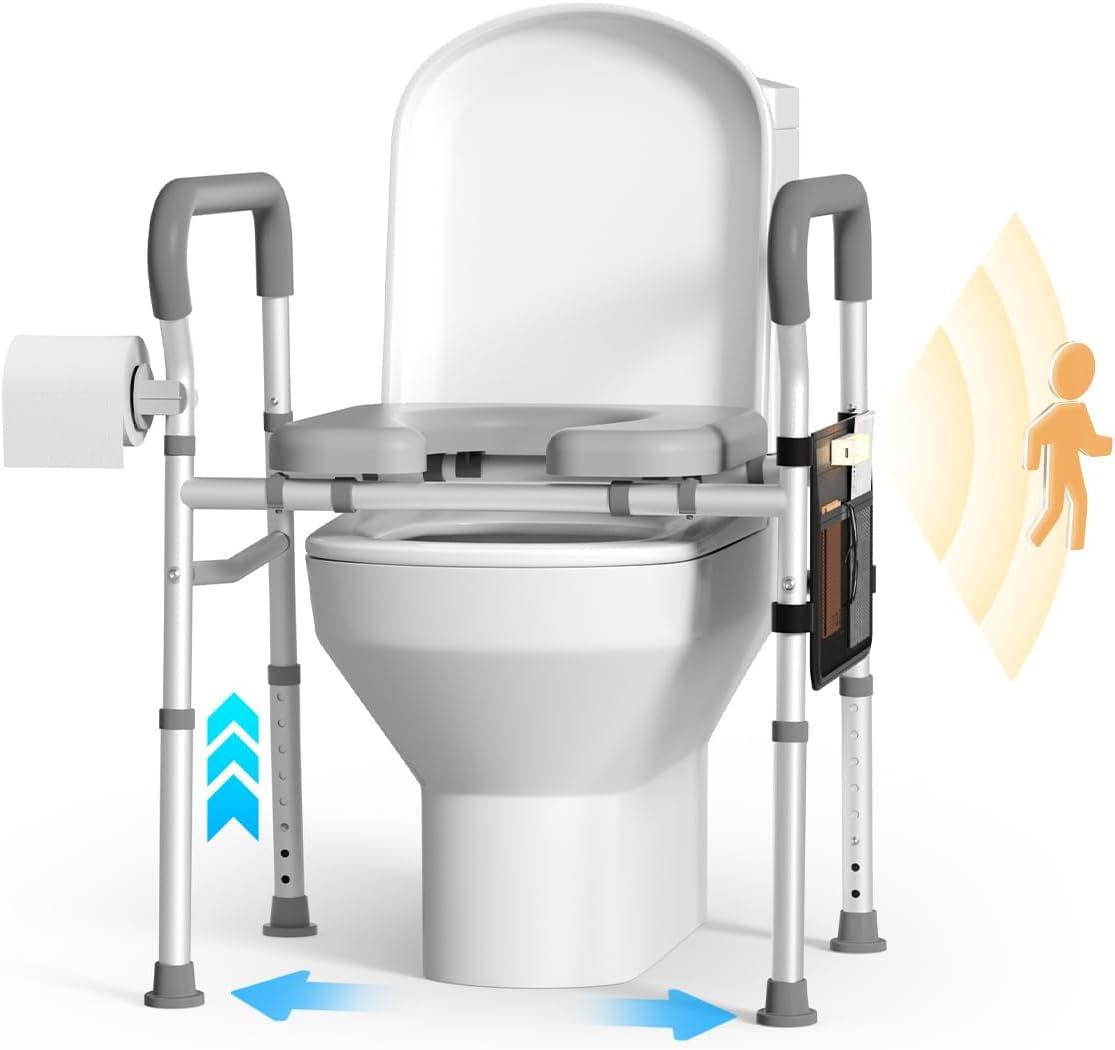 Commode Chair Raised Toilet Seat: Adjustable Height Padded toilet seat ...