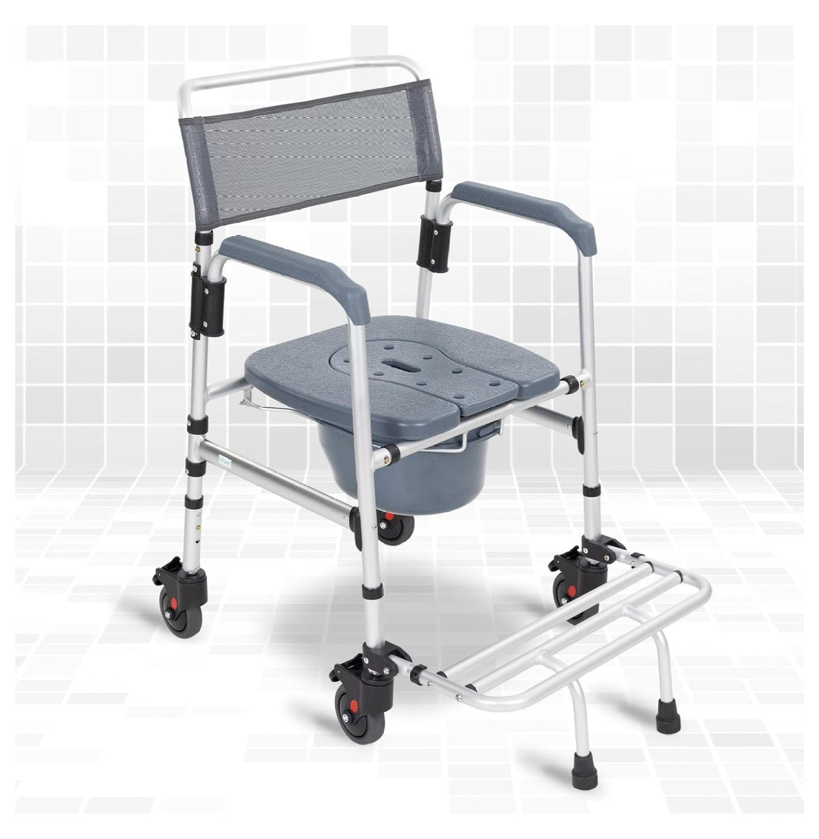 Commode Shower Chair with Wheels - Bathroom & Bedside Wheelchair for ...