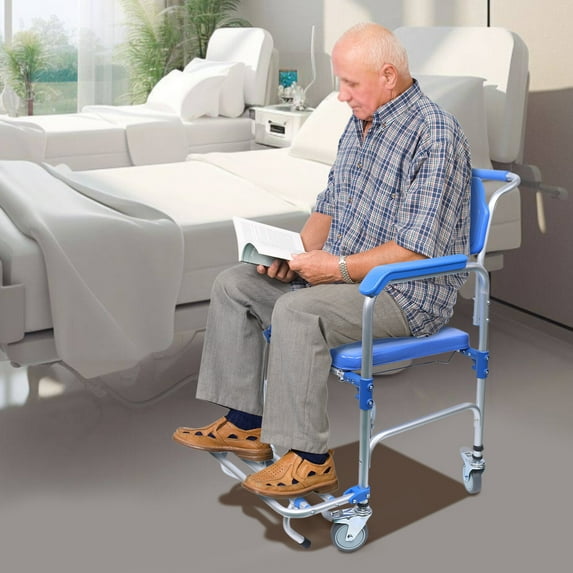 Commode Wheelchair Assist Mobility Medical Transport Rolling Shower ...