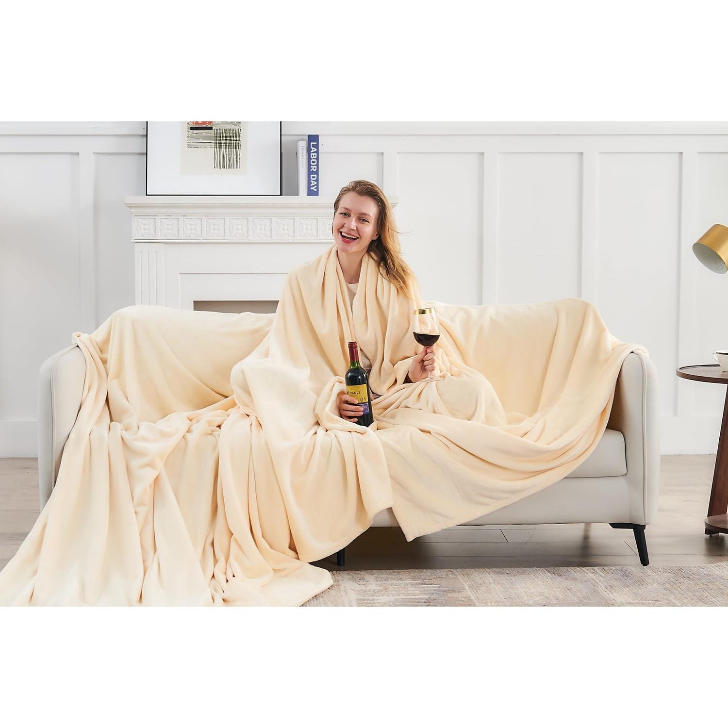 Commollis Oversized King Fleece Blanket 120"x120", Giant Huge Blanket ...