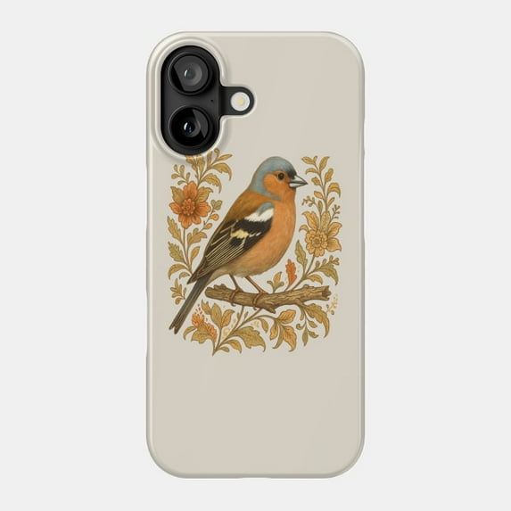 Common Chaffinch in Rustic Folk Art Style Bird Case for iPhone 11,12,13 ...