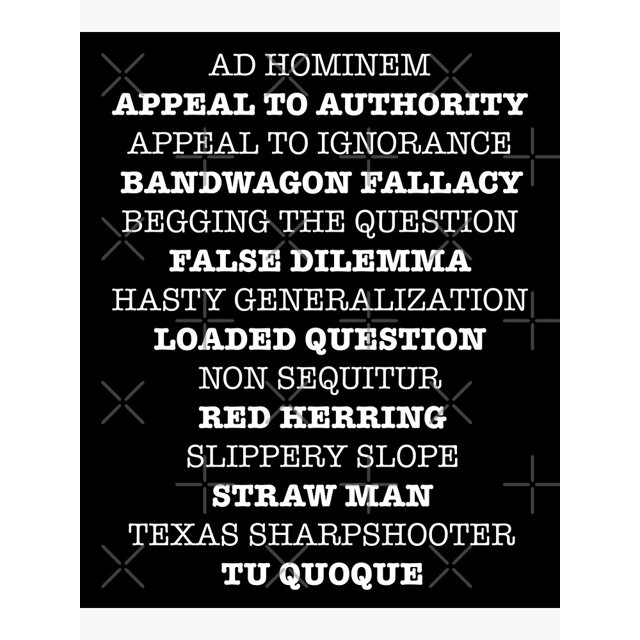 Common Logical Fallacies Debate Team Member Poster Framed-unframed ...