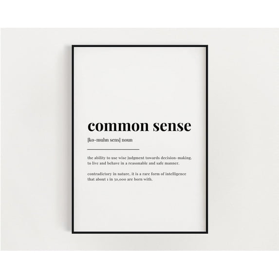 Common Sense Definition Meaning, Wall Art, Print, Home Décor Home Decor ...