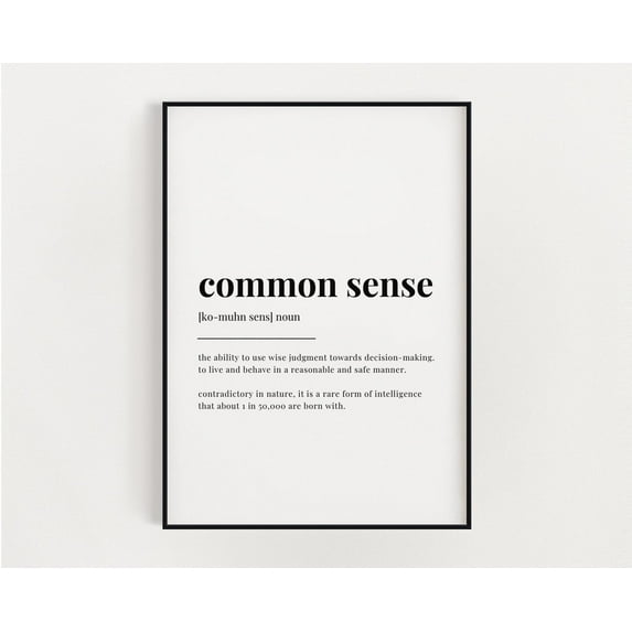 Common Sense Definition Print, Wall Art Print, Common Sense Print ...