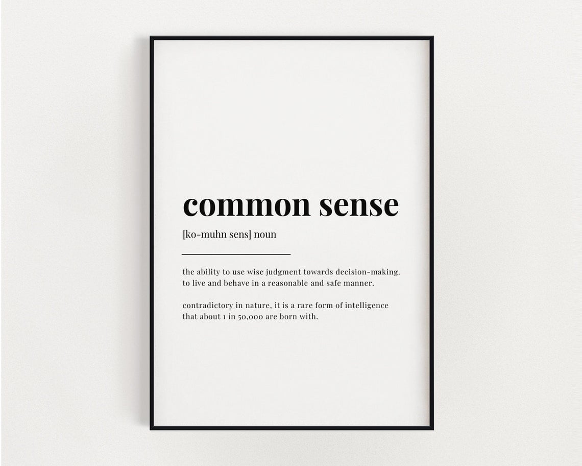 Common Sense Definition Print, Wall Art Print, Common Sense Print ...