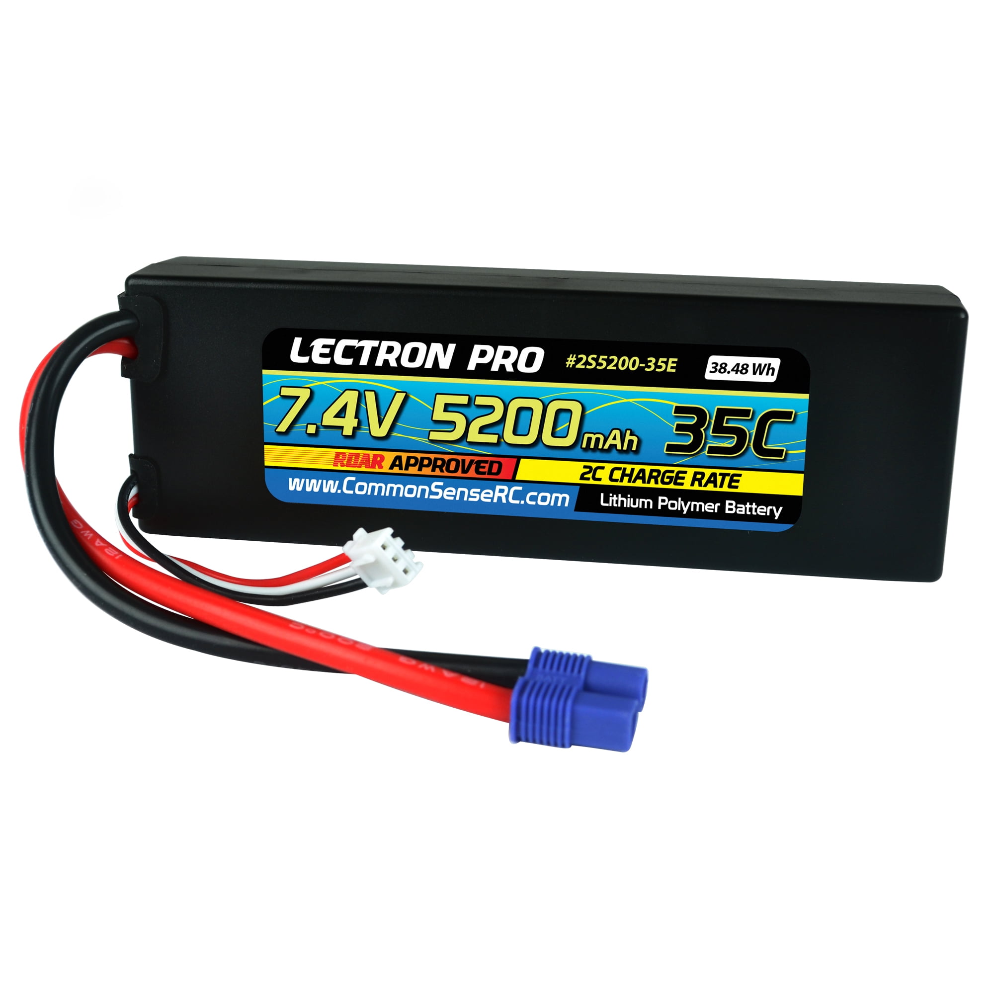 Common Sense RC 2S5200-35E Lectron Pro 7.4v 5200mah 35c LiPo Battery ...