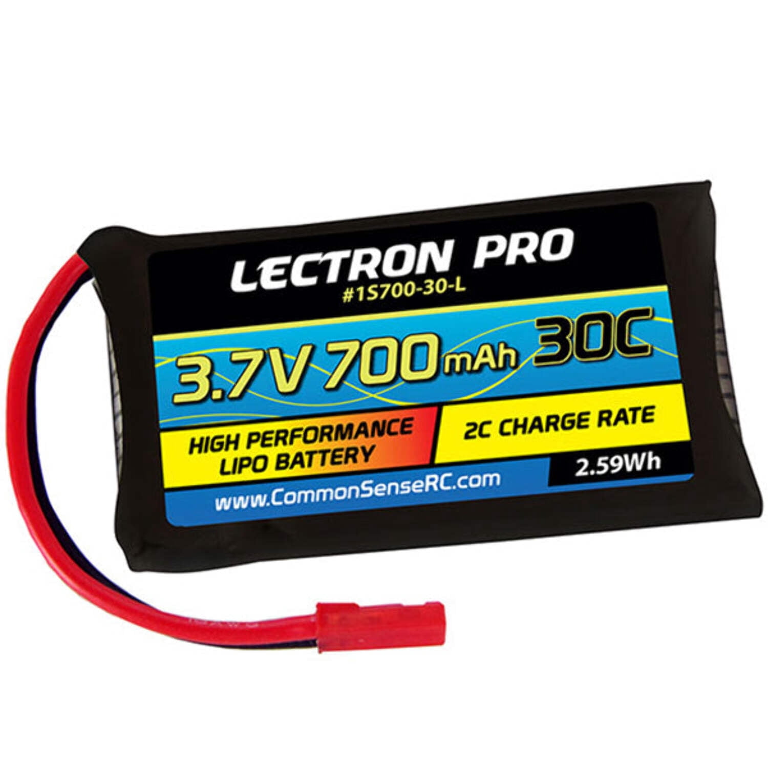 Common Sense RC Lectron Pro 3.7V 700mAh 30C Lipo Battery with JST ...