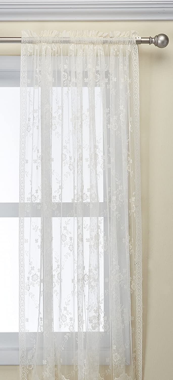 Common Wealh Mona Lisa Lace Window Panels, 56 by 63-Inch, Eggshell ...