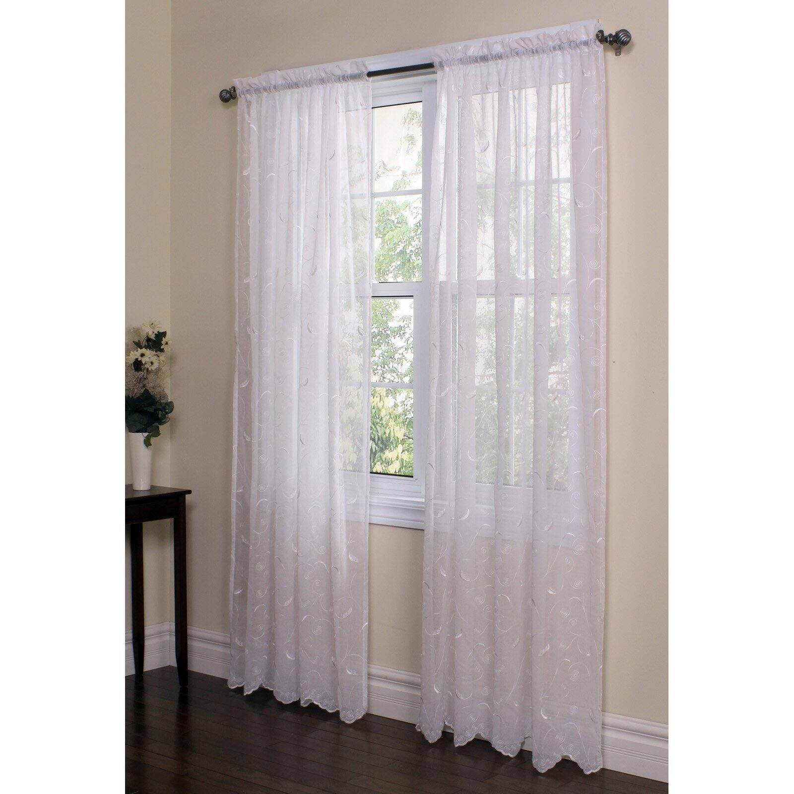 Commonwealth Habitat Hathaway Scroll Motif Tailored Sheer Window Panel ...