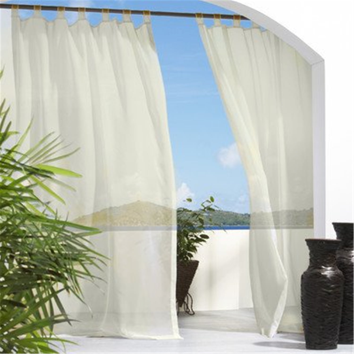 Commonwealth Outdoor Decor Escape Voile Hook and Loop Tab Curtain Panel ...