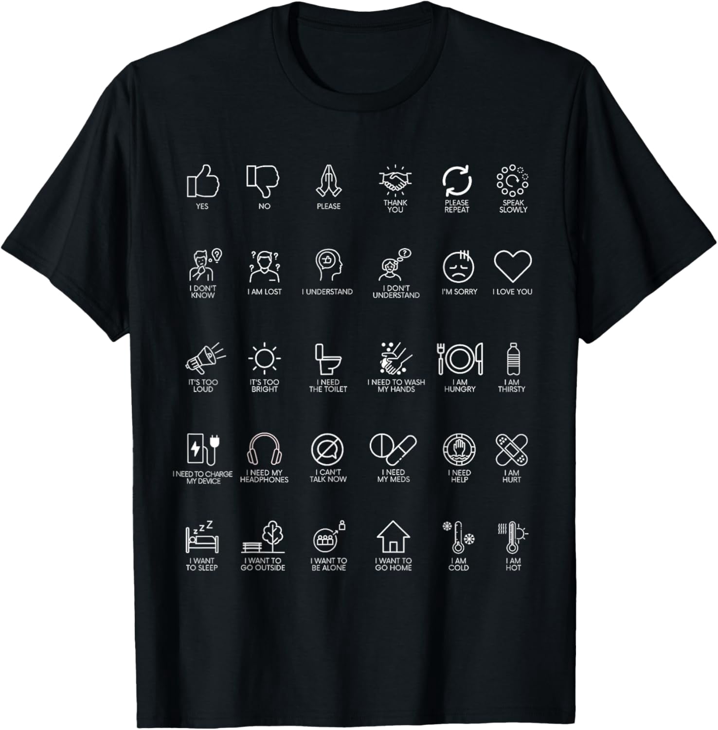Communication help for non-verbal Autistic ASD and travelers T-Shirt ...