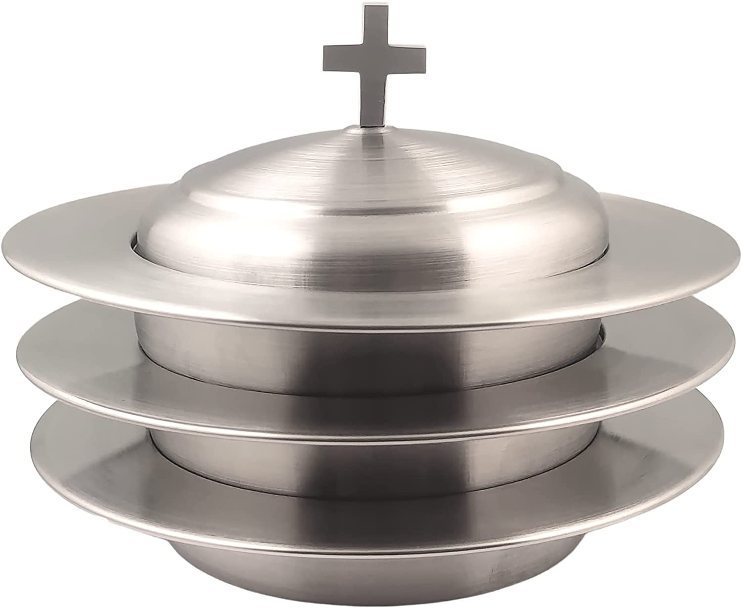 Communion Ware 3 Holy Stacking Bread Plates With A Lid - Stainless ...