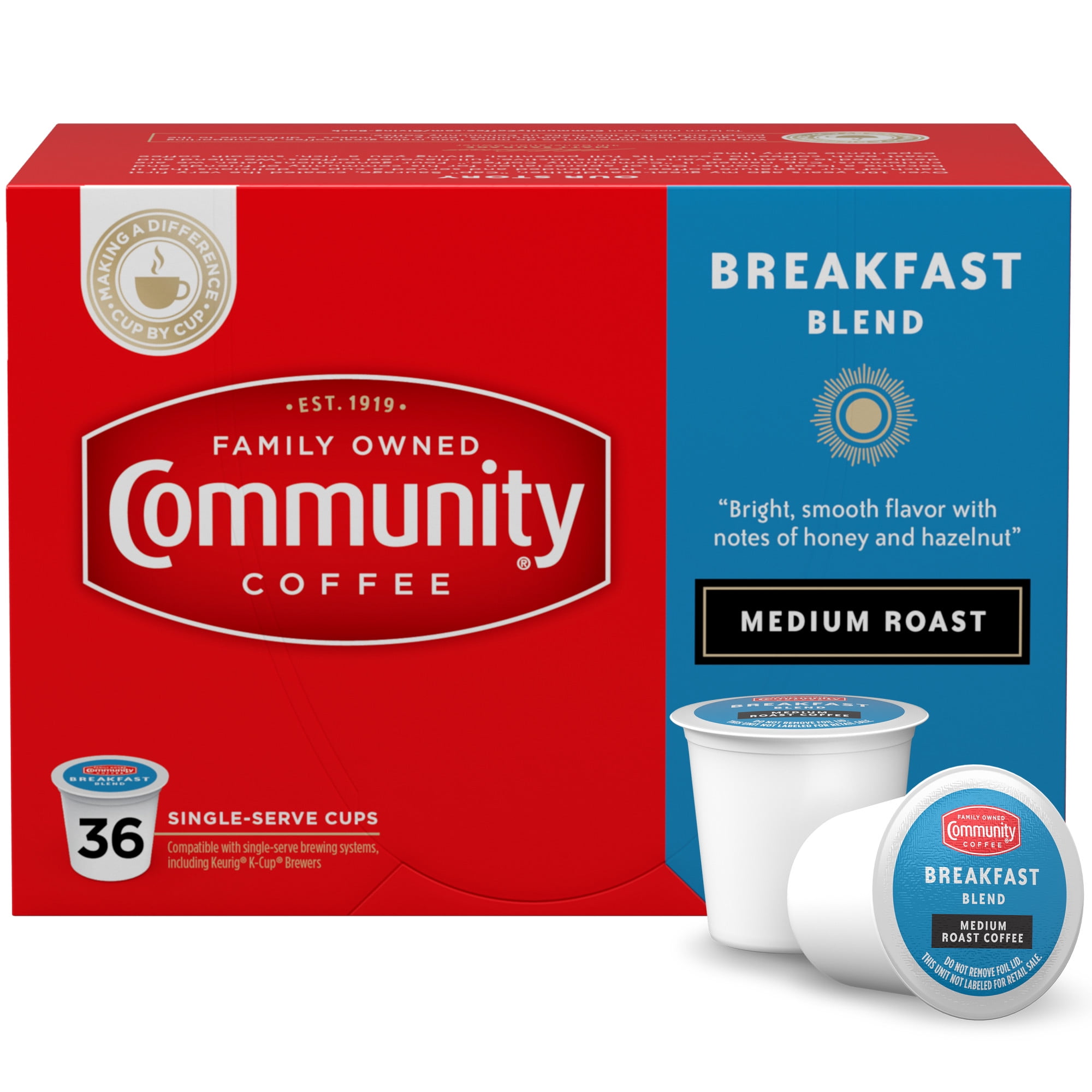 Community Coffee Breakfast Blend Medium Roast Single Serve 36 ct Box ...