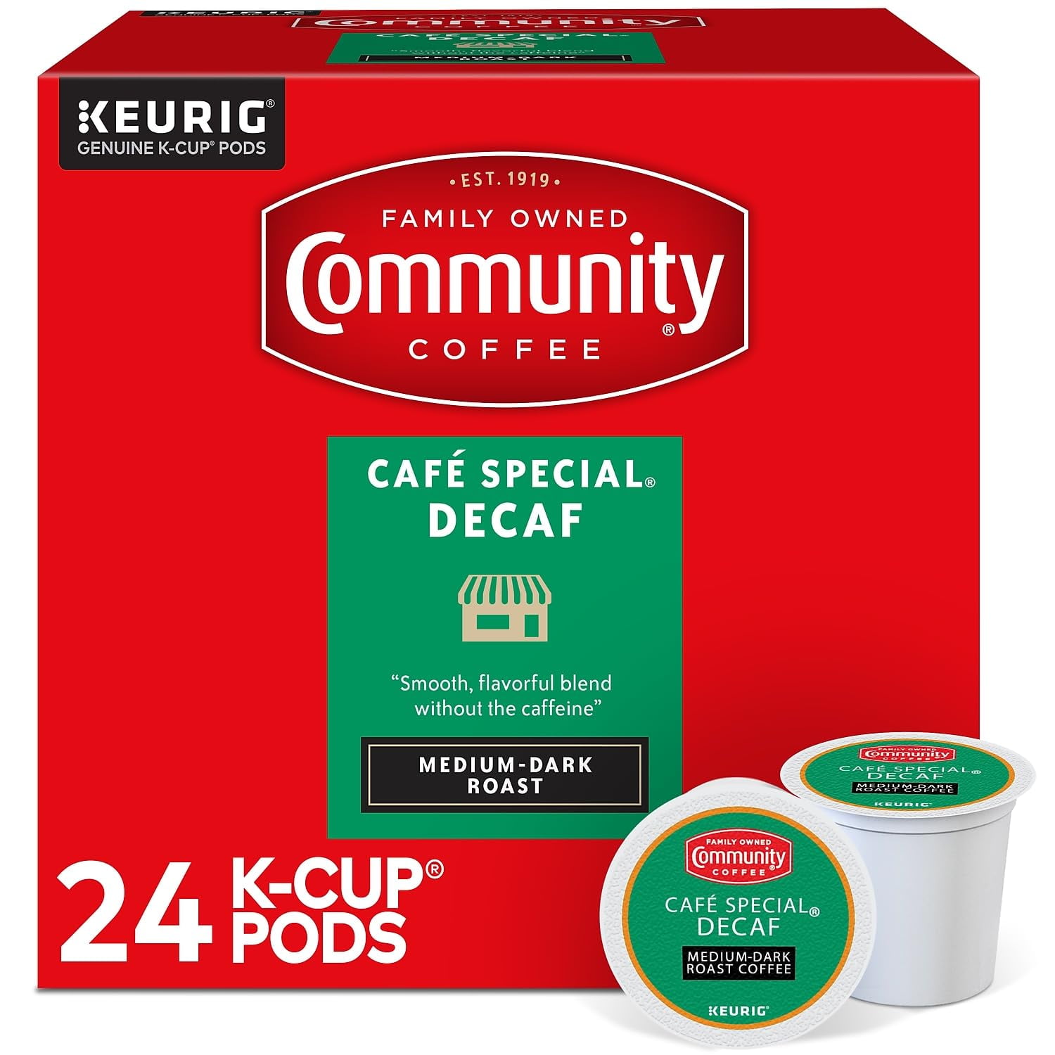 Community Coffee CafÃ© Special Decaf 24 Count Coffee Pods, Medium-Dark ...
