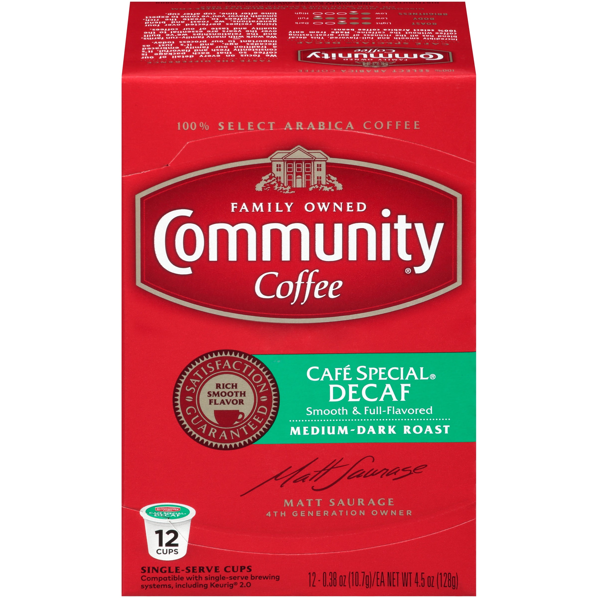 Community Coffee Decaffeinated Café Special, Medium-Dark Roast, Arabica ...