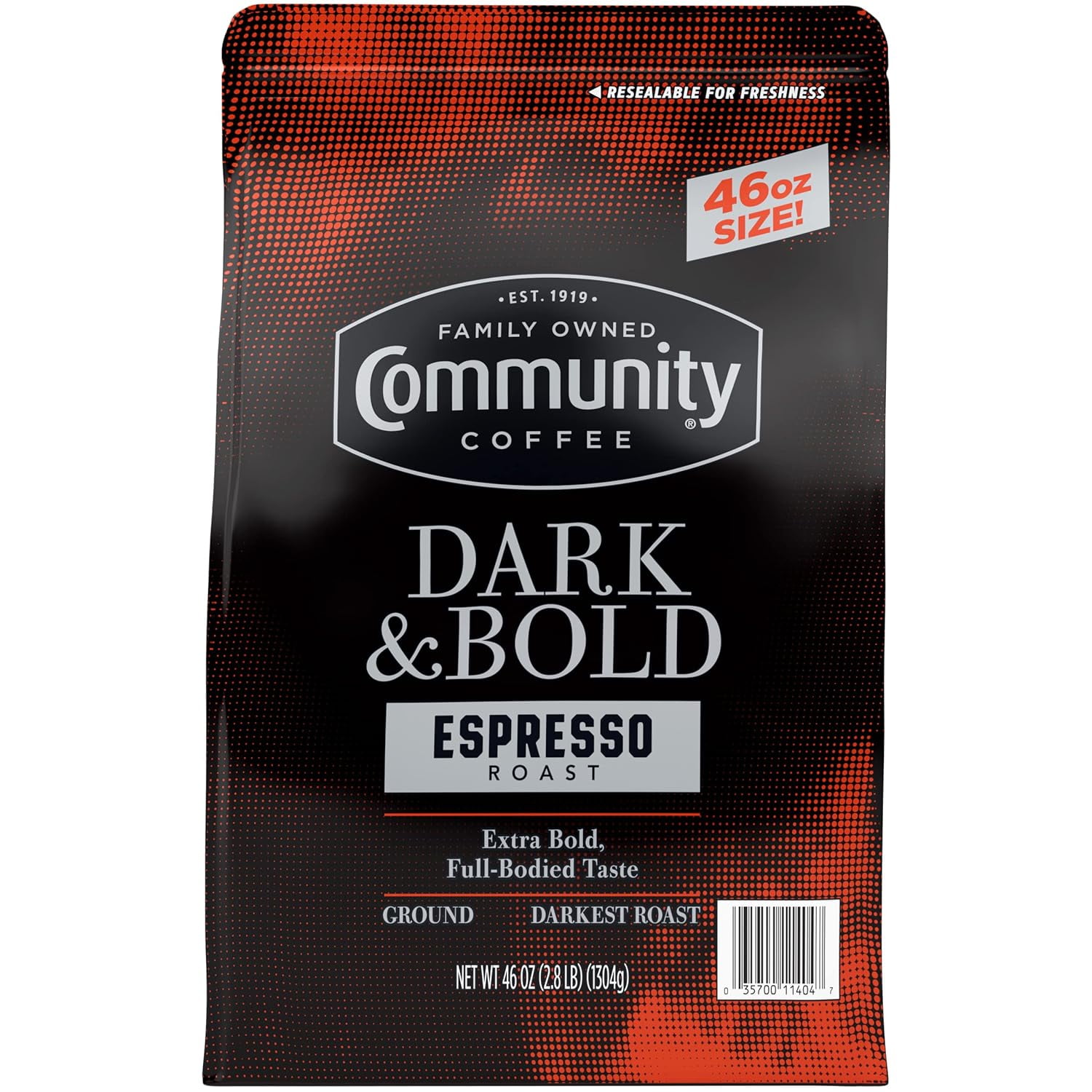 Community Coffee Dark and Bold Espresso Roast Ground Coffee, 46 Ounces ...