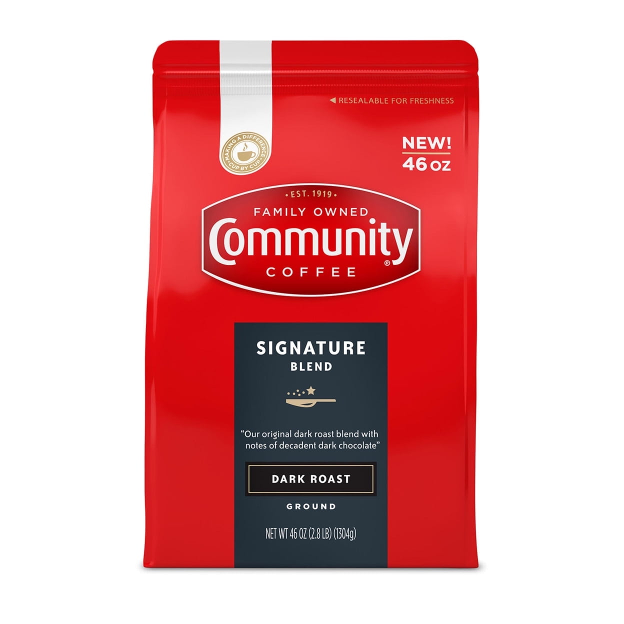 Community Coffee Ground Dark Roast, Signature Blend, 46 Ounce, Smooth ...