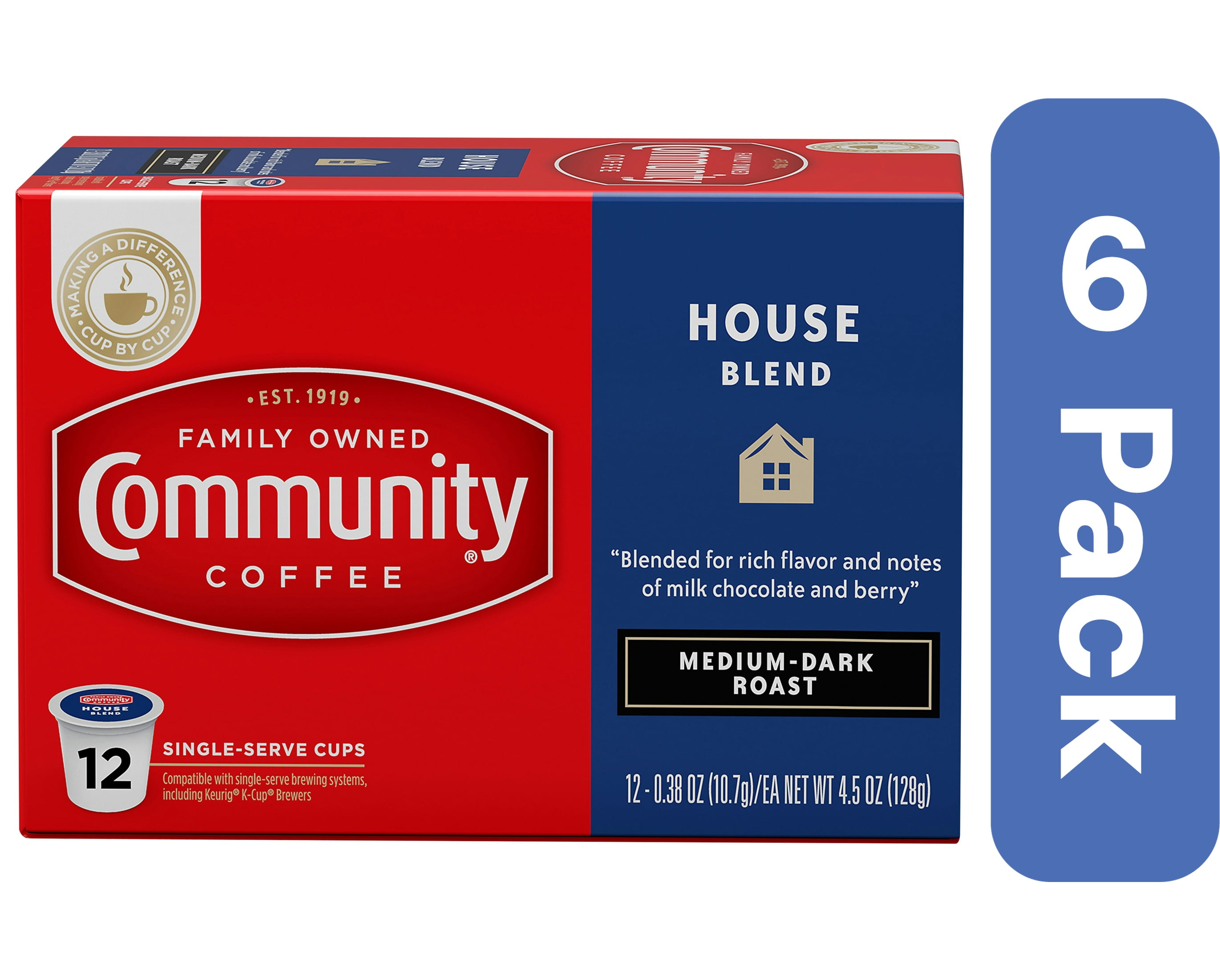Community Coffee House Blend Single Serve 12 Pieces (Pack Of 6 ...