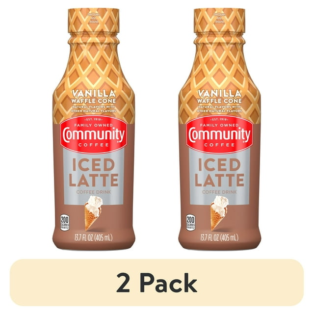 (2 pack) Community Coffee Vanilla Waffle Cone Iced Latte 13.7 fl oz ...