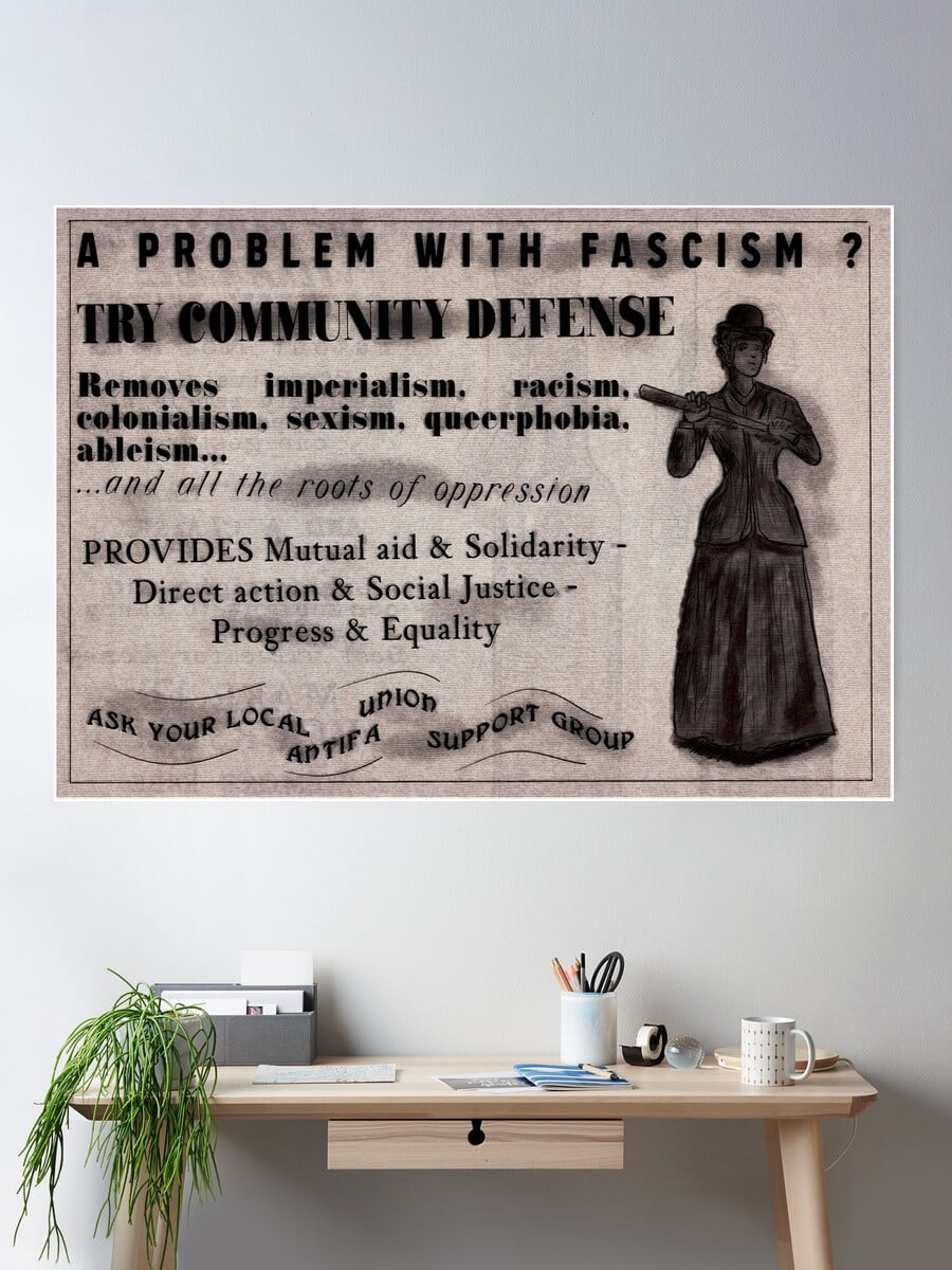 Community Defense - Antifa & Anarchist Poster Poster Wall Art, Modern ...