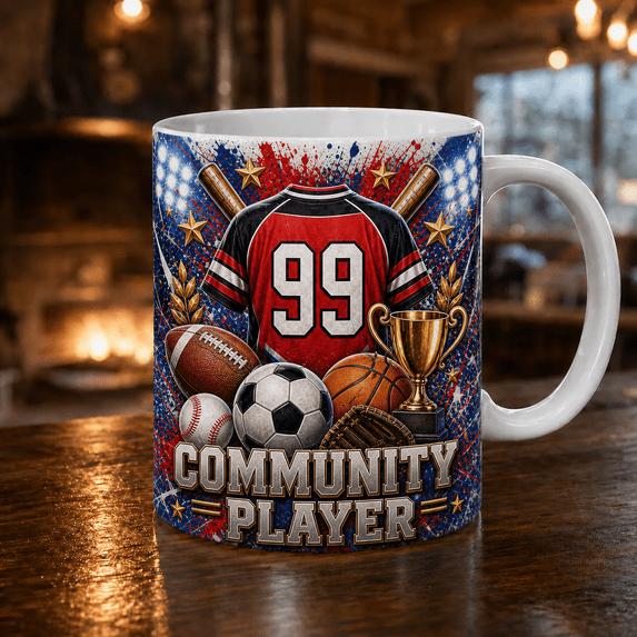 Community League Player Mug Sports Jersey Trophy Design Gift for Local ...