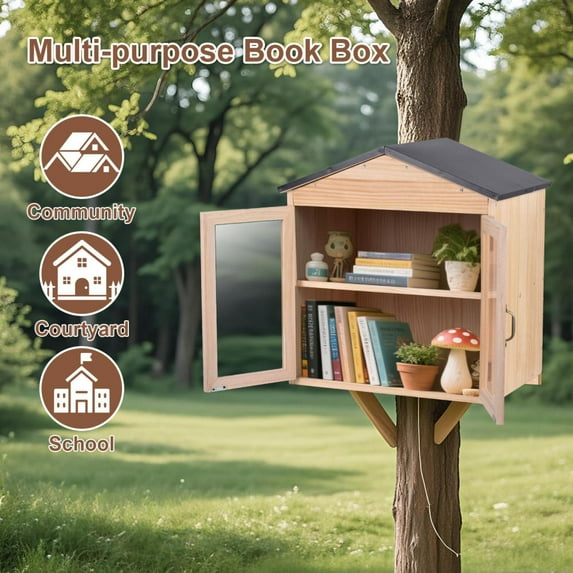Community Library Box Outdoor 20x14x19in, Weatherproof Book Storage ...