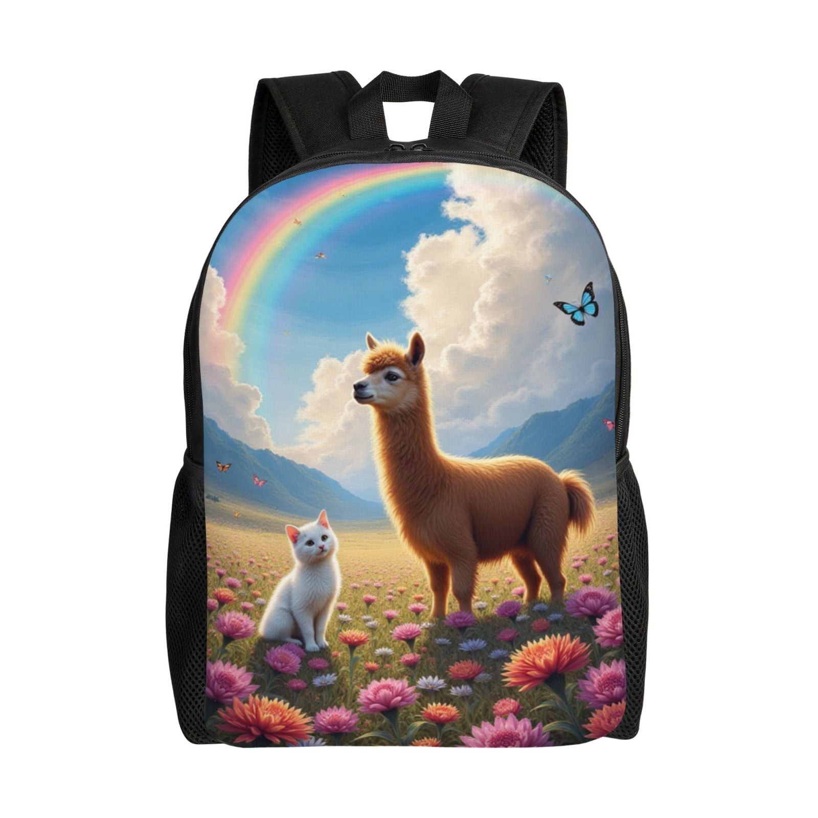 Commuter Alpaca Kitten In Field Flowers Rainbow Butterflies Laptop ...