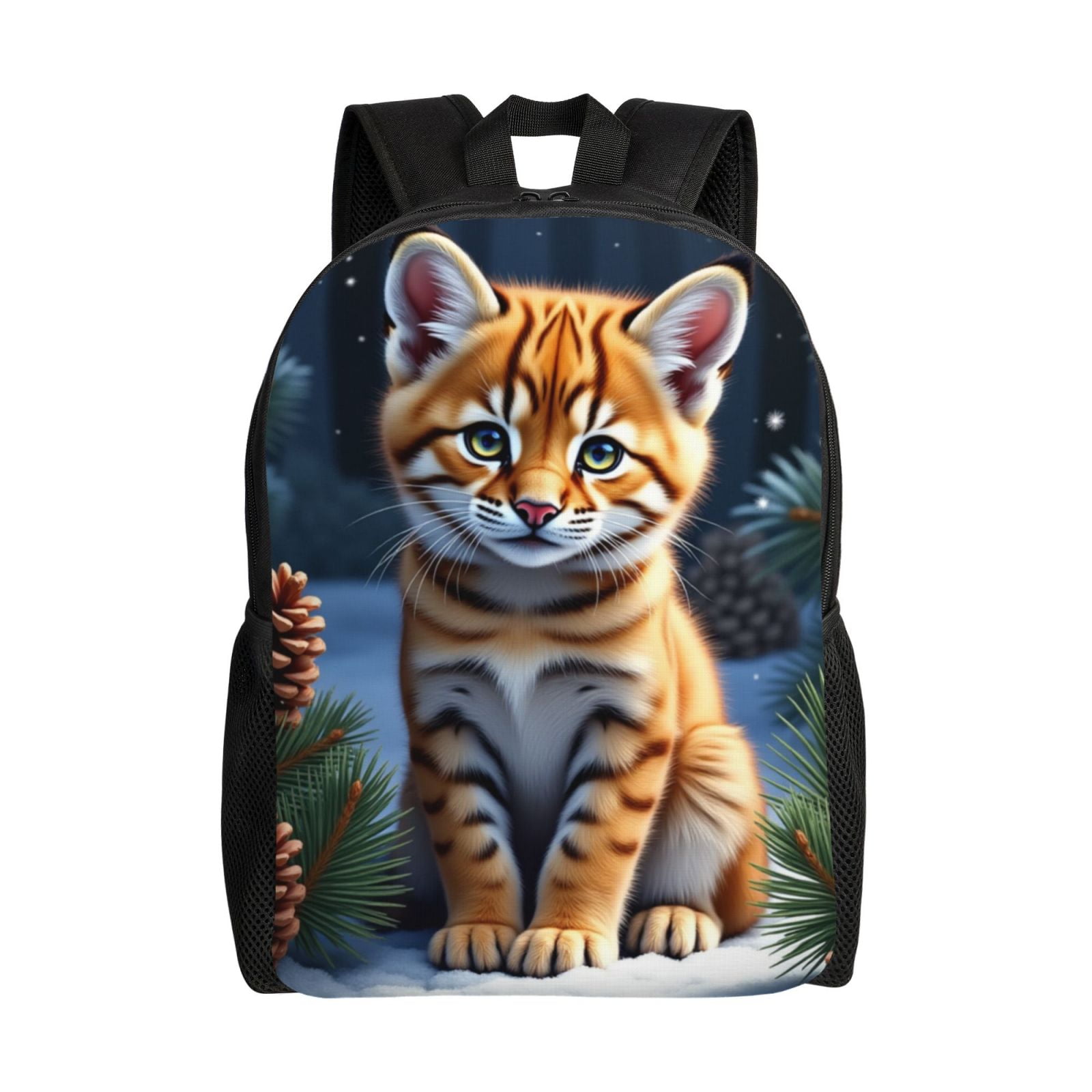 Commuter Baby Bobcat In Snow With Pine Cones Laptop Backpack, Travel ...