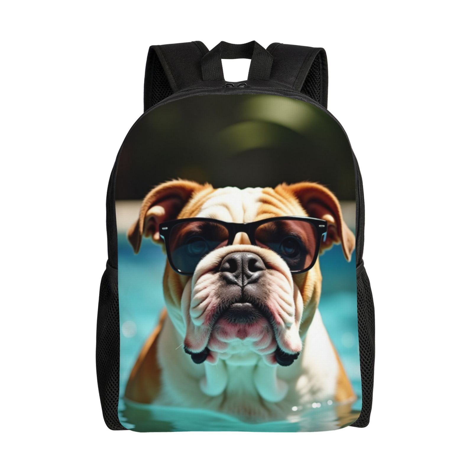 Commuter Bulldog Wearing Sunglasses In Swimming Pool Laptop Backpack ...
