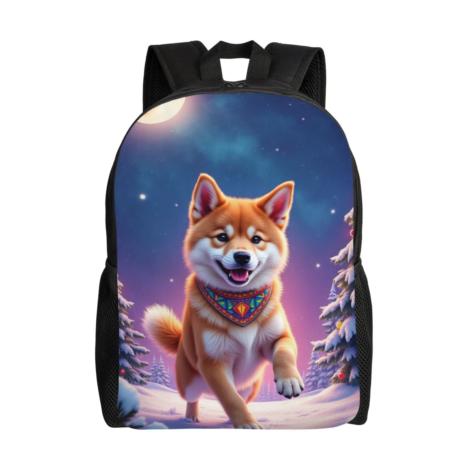 Commuter Christmas Shiba Inu Digital Art Laptop Backpack, Travel Hiking ...