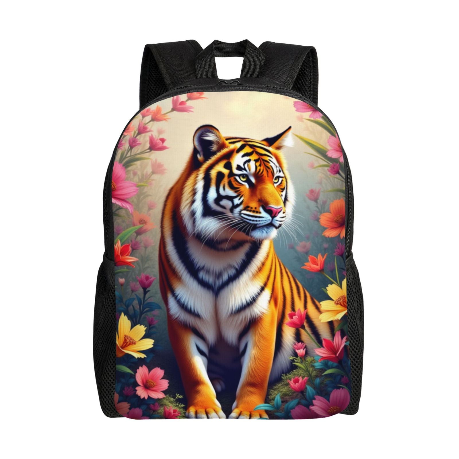 Commuter Colorful Tiger In Jungle Flowers Leaves Laptop Backpack ...