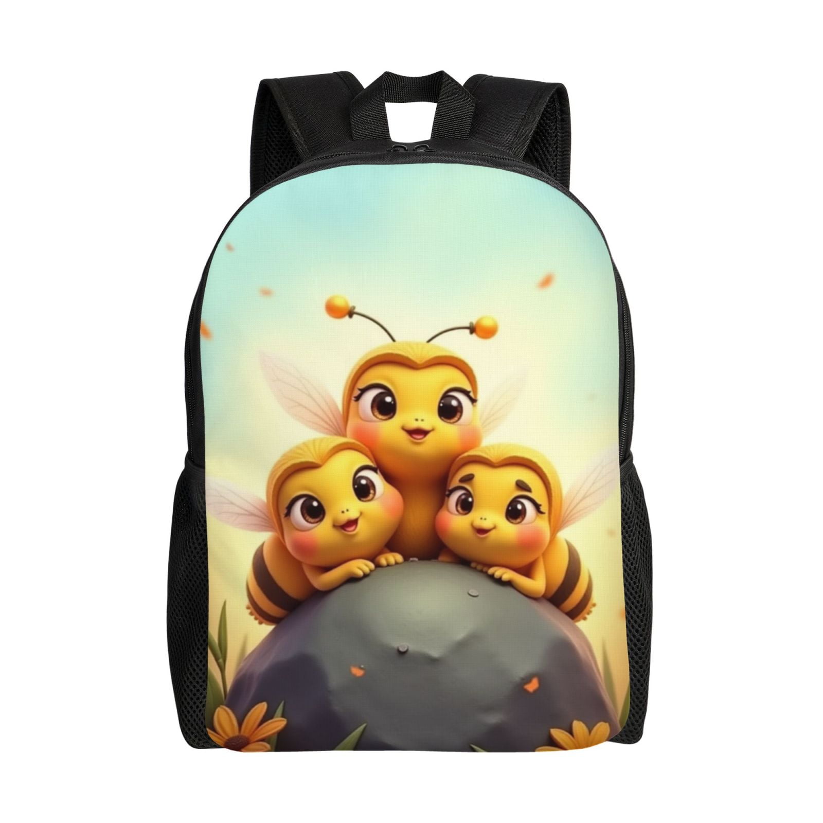 Commuter Cute Cartoon Bees On Flower Laptop Backpack, Travel Hiking ...