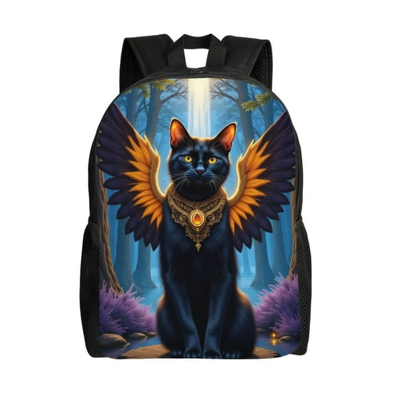 Commuter Fantasy Cat With Golden Wings In Forest Laptop Backpack ...