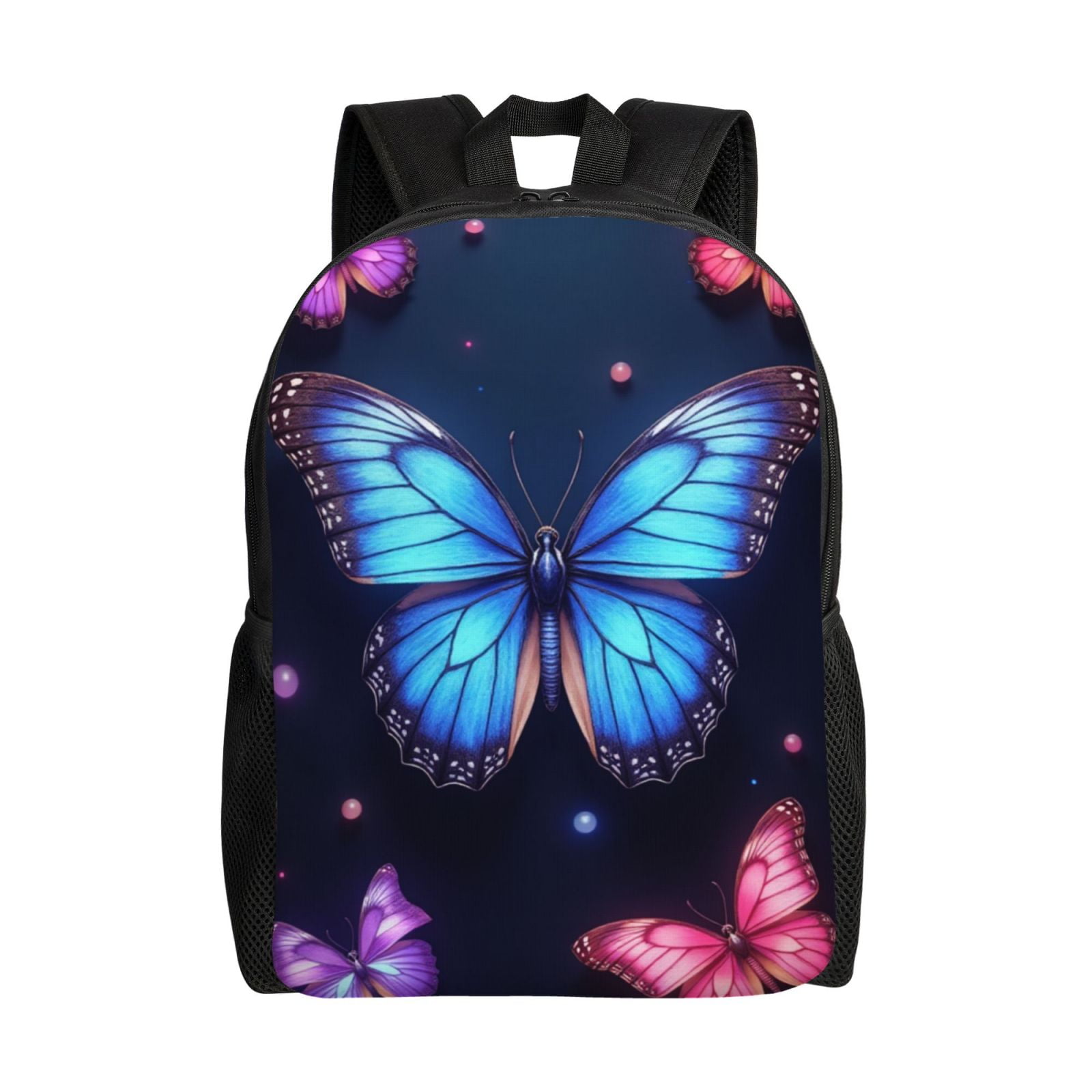 Commuter Glowing Blue And Pink Butterflies On Laptop Backpack, Travel ...
