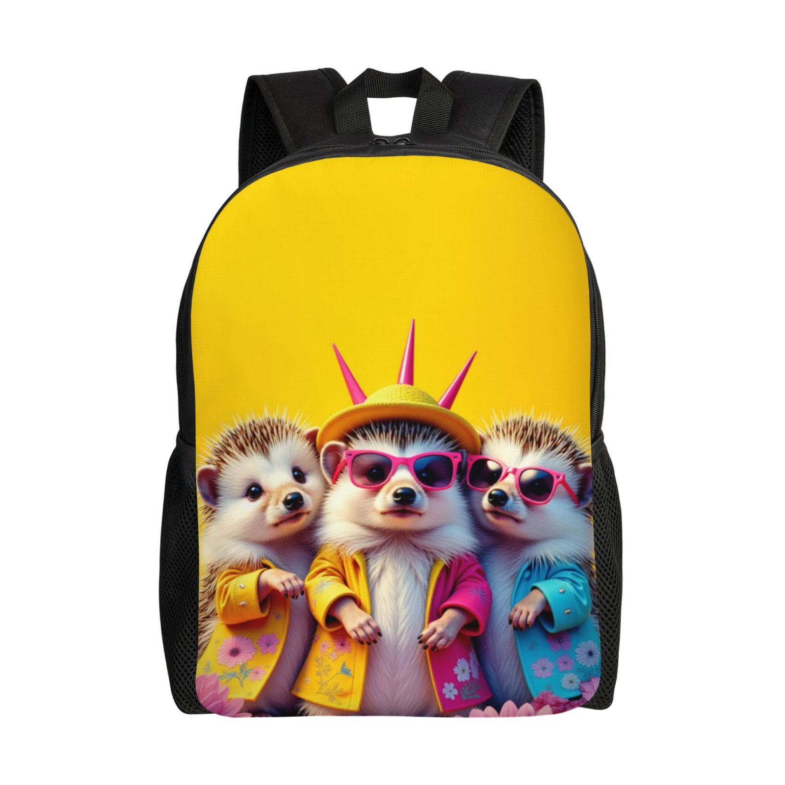 Commuter Hedgehogs Wearing Sunglasses On Yellow Laptop Backpack, Travel ...
