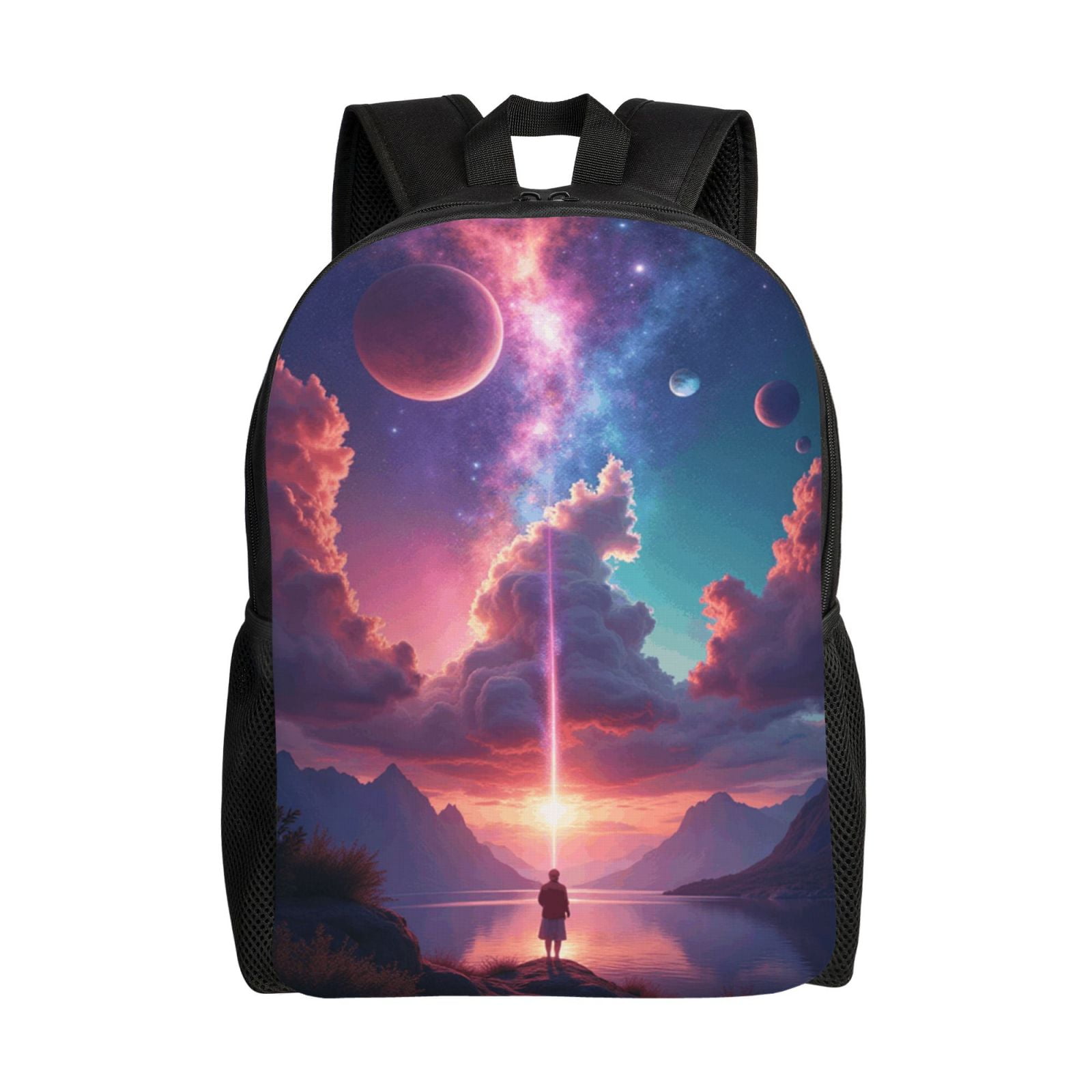 Commuter Pers Standing Top Of Mountain Looking At NebulLaptop Backpack ...