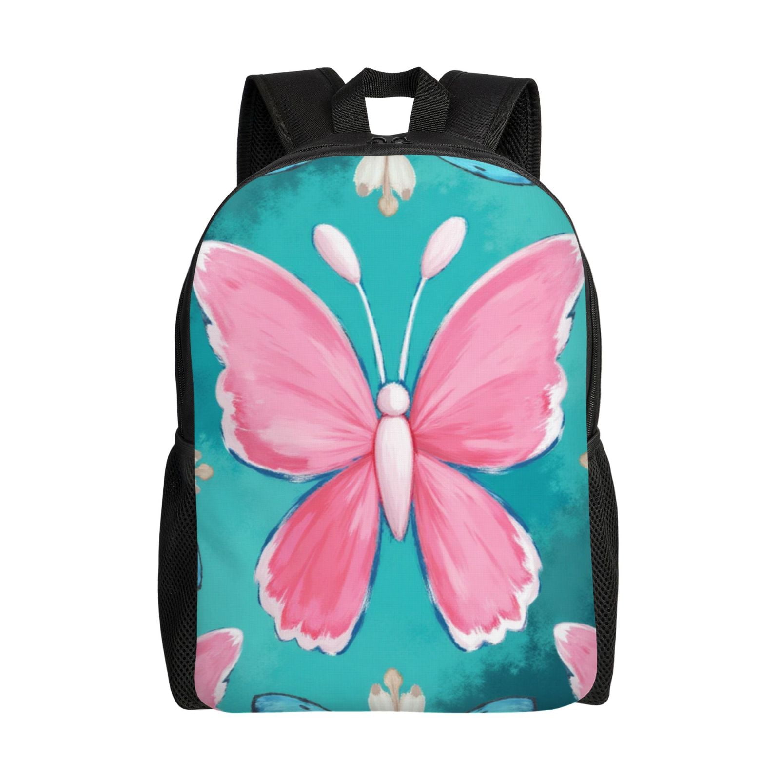 Commuter Pink And Blue Butterfly Pattern On Teal Laptop Backpack ...
